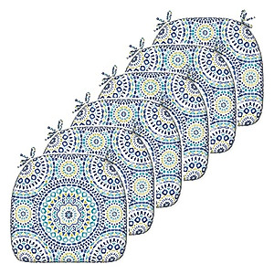 LVTXIII Outdoor Seat Cushions for Patio Furniture D16 x W17 x H2, Chair Pads for Home Office and Garden Decoration, Delancey Lagoon, Set of 6