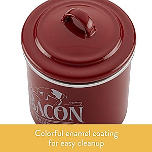 Ayesha Curry Home Collection Nonstick Cookware Pots and Pans Set, 9 Piece, Sienna Red & Ayesha Curry Enamel on Steel Bacon Grease Can/Bacon Grease Container - 4 Inch, Red