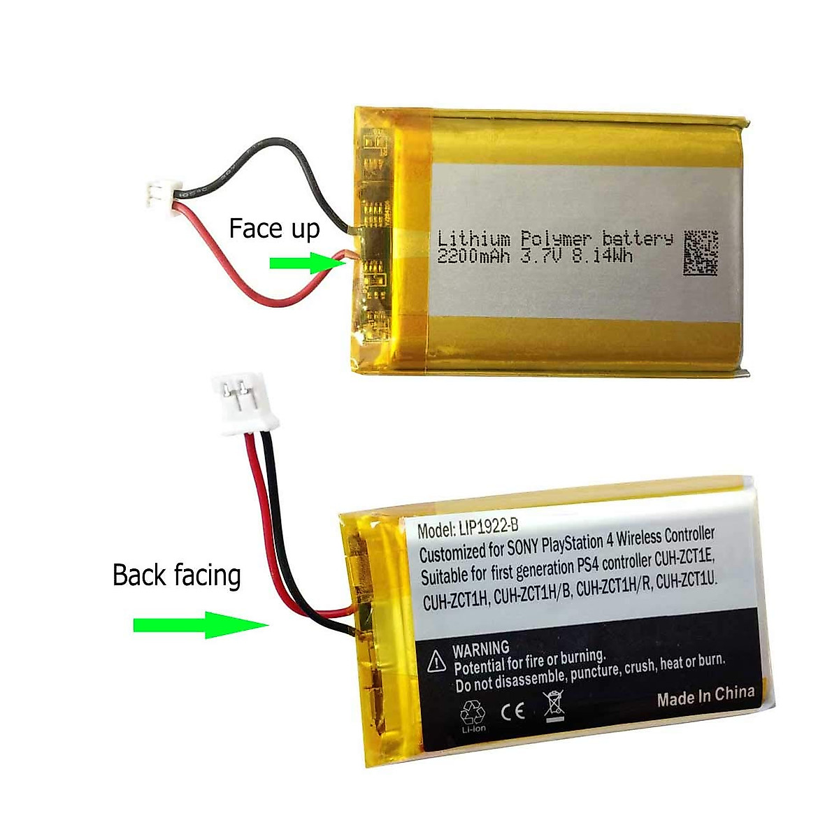 AOLIKES Cuh-zct1u Battery, LIP1922-B 3.7v 2200mAh for Sony PS4 Controller Battery Replacement for DualShock 4 Wireless Controller Cuh-zct1e, without Light Bar on Touchpad