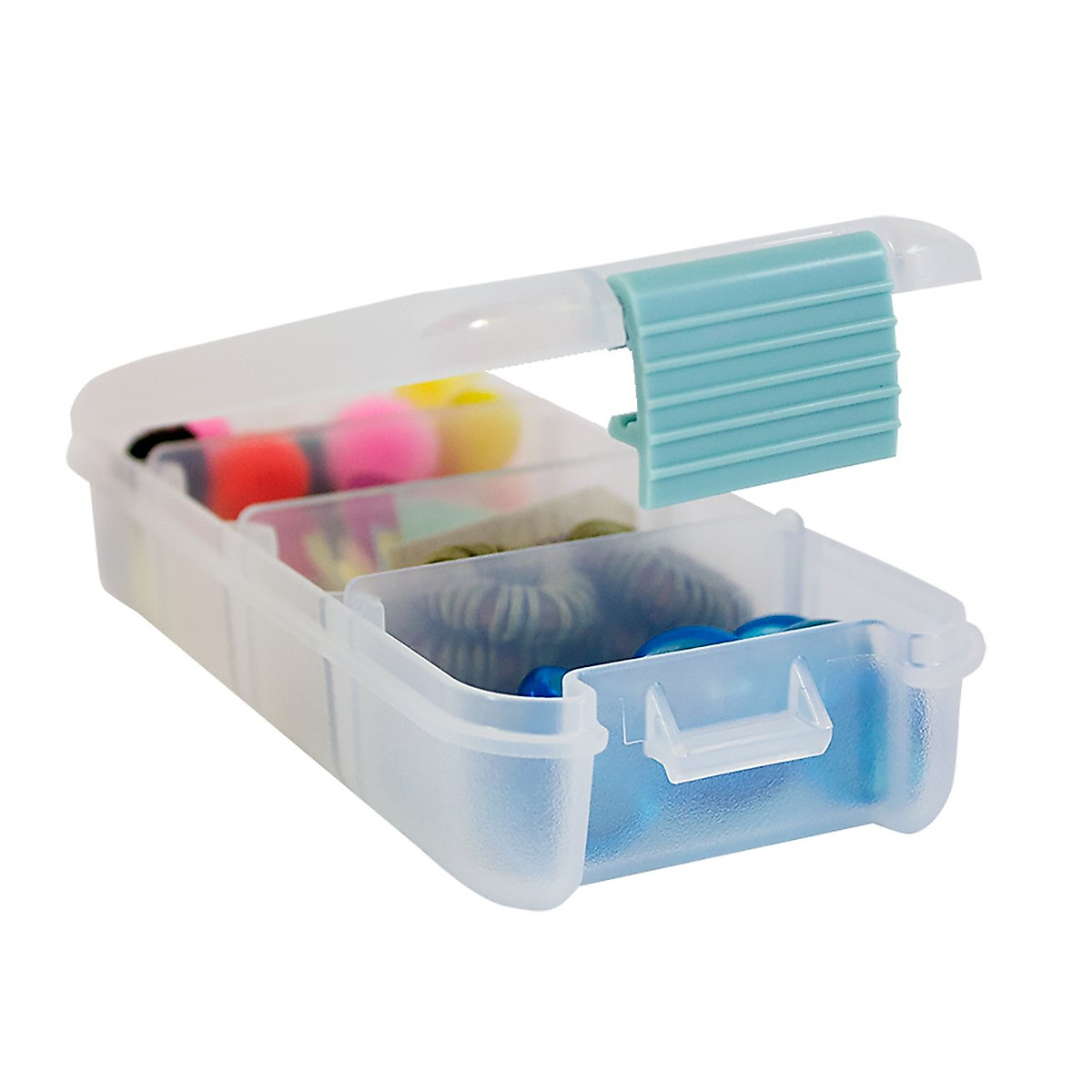 Creative Options 1309-80 Soft Blue Pro-Latch Mini Sideways Utility Organizer with 1 to 4 Adjustable Compartments