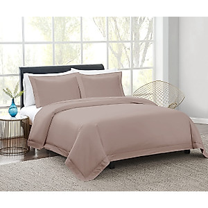 Vince Camuto - 400 TC Full/Queen 3 Piece Duvet and Sham Set - Percale Cotton Collection - Blush