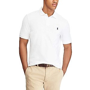 Polo Ralph Lauren Classic Fit Mesh Pony Logo Polo Shirt (XL, BasicWhite)