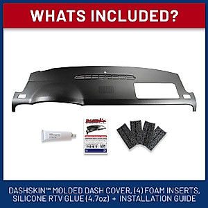 DashSkin Dash Cover Cap Compatible with 2007-2014 Tahoe Suburban Yukon Avalanche - Easy Cracked Dash Fix - w/Dash Speaker in Black (Single Glovebox Silverado/Sierra ONLY)