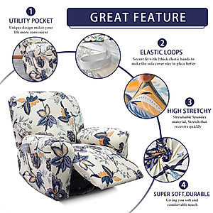 Iauddy Recliner Slipcover-Stretch Soft Slip Reclining Chair Slipcovers 4-Pieces Furniture Protector for Recliner with Pocket Fitted Sofa Couch Cover Lazy Boy Chair Cover