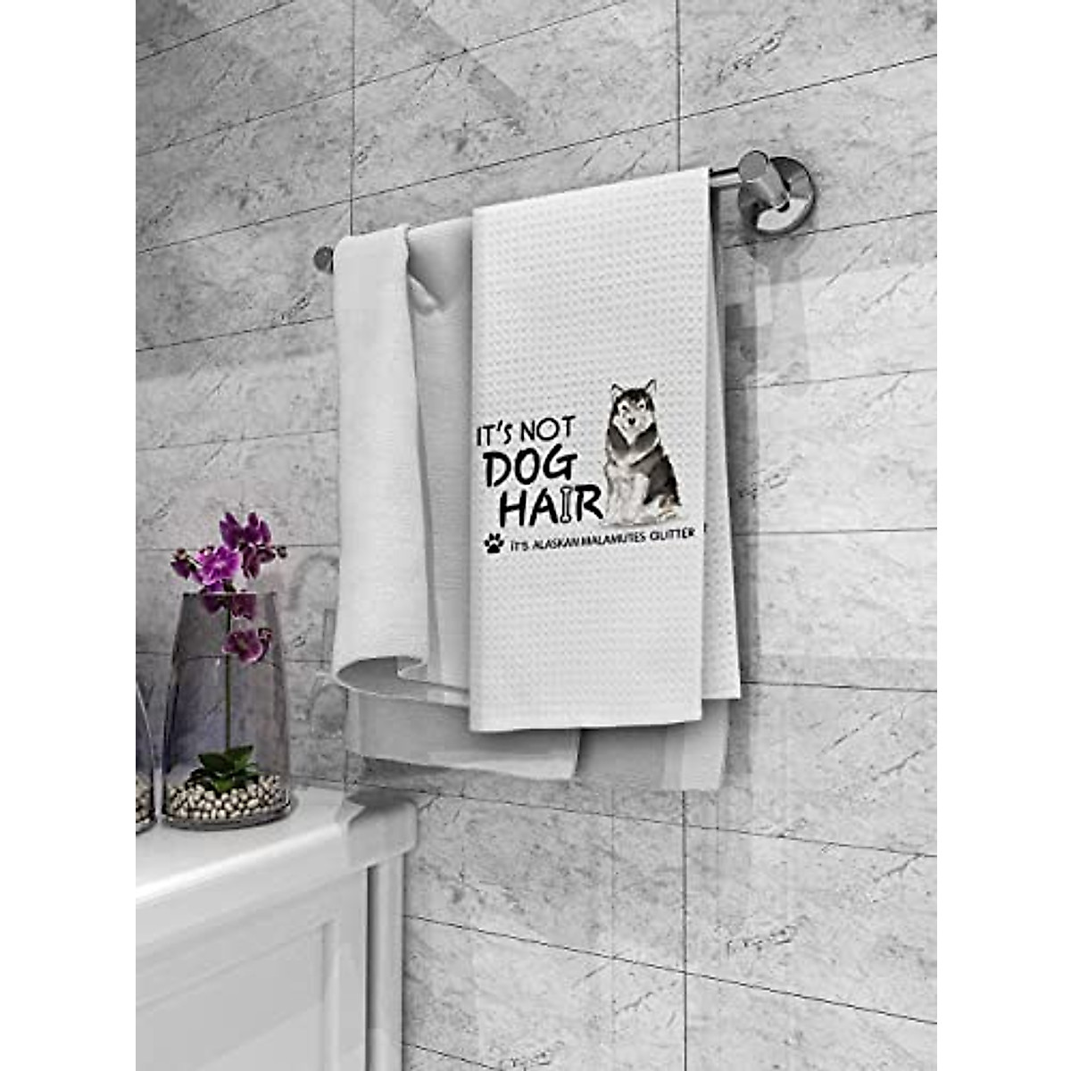 Dibor It’s Not Dog Hair It’s Alaskan Malamutes Glitter Kitchen Towels Dish Towels Dishcloth,Cute Dog Decorative Absorbent Drying Cloth Hand Towels Tea Towels for Bathroom Kitchen