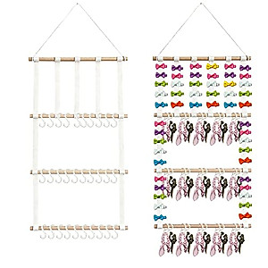 Headband Holder Bow Holder Jewelry Organizer for Girls，Bow Organizer with 30 Pcs S-Hook，Headband Organizer for Hangable Toys,Nursery Closet