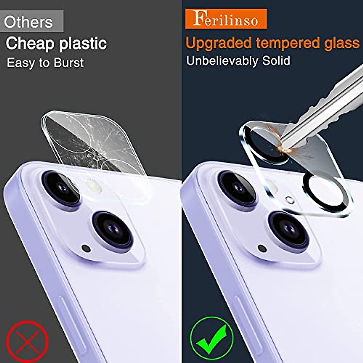 Ferilinso for iPhone 14 iPhone 14 Plus Camera Lens Protector for iPhone 13 13 Mini Camera Lens Protector Accessories CAmerA Cover 9H GlaSs Unbreakable PRotection Case