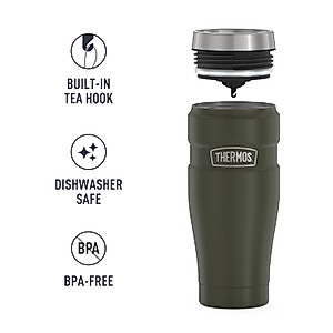 THERMOS Stainless King Vacuum-Insulated Travel Tumbler, 16 Ounce, Army Green