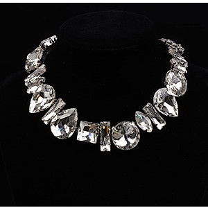 Missgrace Boho Women Dainty Chunky Short Rhinestones Prom Choker Necklaces for Women Luxurious Bar Choker Necklace for Women