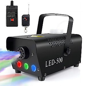 Fog Machine, Vangoa 500W Fog Smoke Machine with 3 LED Lights, 3000CFM Fog Disinfection with Wired Receiver and Wireless Remote Control, Perfect for Wedding Halloween Christmas Party Stage Effect