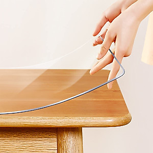 24X48 Inch Clear Dining Table Protector Pad Cover Plastic Kitchen Tablecloth Heat Resistant PVC Table Top Protector Rectangle Clear Tablecloth Dining Room Table Cover Protector 1.5mm Thick