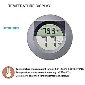 Veanic 4-pack Mini Hygrometer Thermometer Fahrenheit or Celsius Meter Digital LCD Monitor Indoor Room Round Humidity Temperature Gauge for Humidors Home Humidifiers Car Greenhouse Babyroom