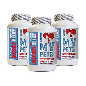 Dog Supplements for Skin and Coat - Dog and CAT Allergy Relief - for Pets - Relieve ITCHING - Premium - Licorice for Dogs - 225 Treats (3 Bottles)