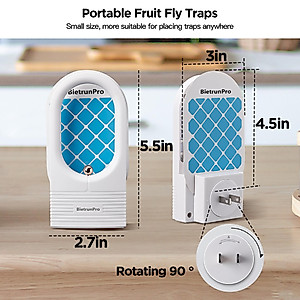 Fruit Fly Traps/Gnat Traps for Indoors, UV＆Blue Light Plug-in Gnats Killer Bug Trap, NAT Killer, Flying Insect Catcher Trap for Fruit Flies, Moths, Mosquitoes, Fungus, Get Rid of Gnat Infestation