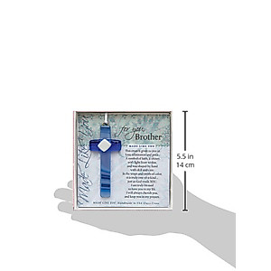 The Grandparent Gift Co. Made Like You Handmade Glass Cross Gift for Brother, Blue