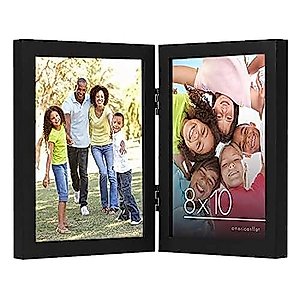 Americanflat Hinged 8x10 Picture Frame in Black - Double Picture Frame with Engineered Wood and Shatter Resistant Glass for Tabletop Display