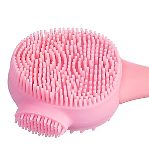 Silicone Facial Cleansing Brush 3 Designs, Beomeen 4 in 1 Handheld Face Scrubber for Deep Gentle Exfoliating, Double-Ended Face Wash Scrub Brush for Face Skincare and Massage (Pink)