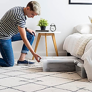 IRIS USA 3 Pack 40qt Under Bed Storage Bins with Lids and Durable Buckles, Clear