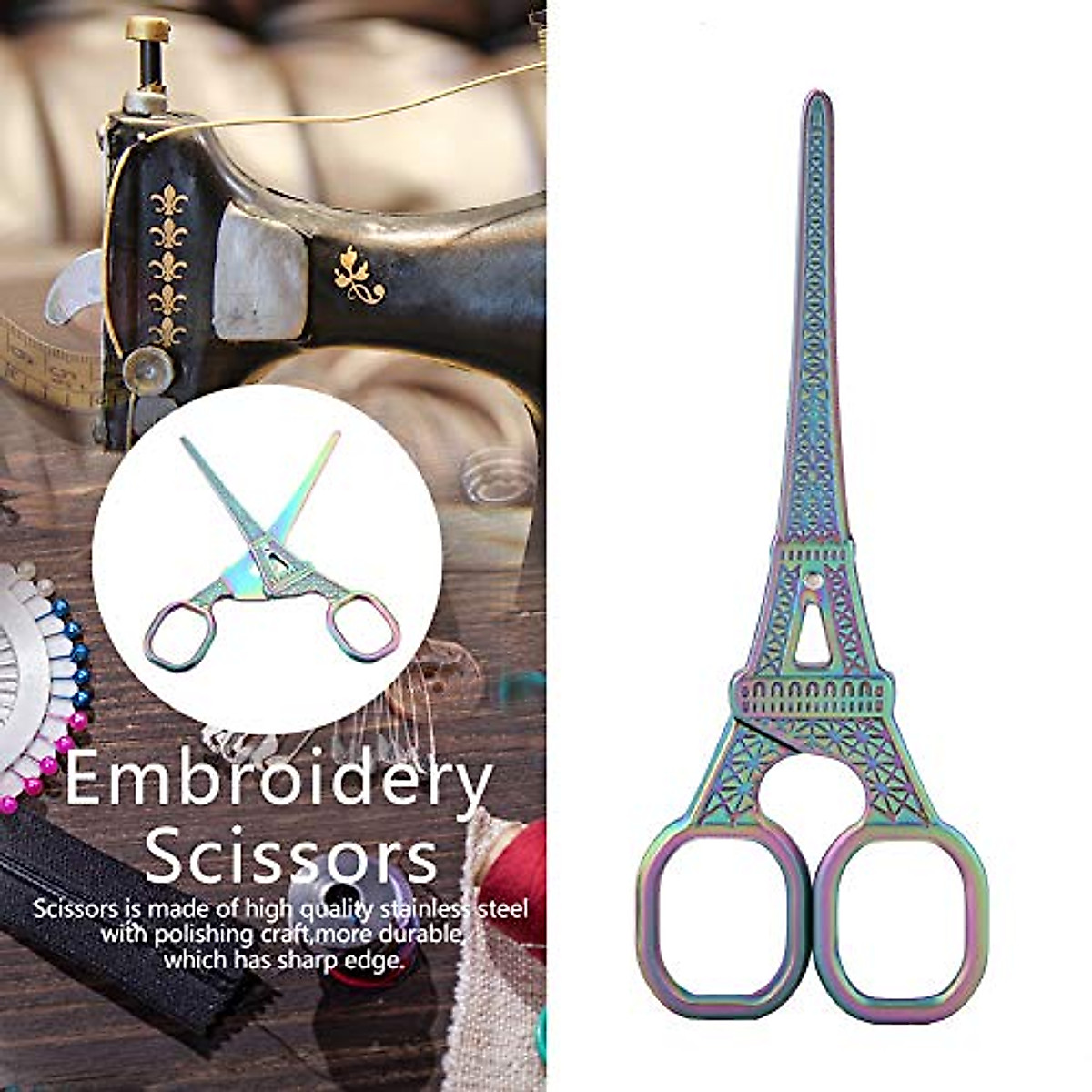 Embroidery Scissors Stainless SteelStitch Scissors Eiffel Tower Shape Sewing Shears DIY Art Work Embroidery Tool Scissor for Needlework Embroidery Sewing Craft Art Work(Multicolour)