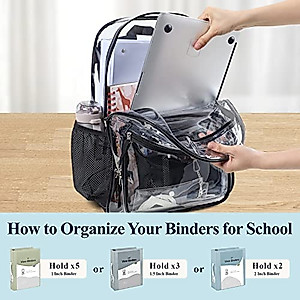 PACKISM Clear Backpack for School - 17" Heavy Duty PVC Transparent Backpacks with Multi-pockets for College Workplace Security, Black(for age 12 above)