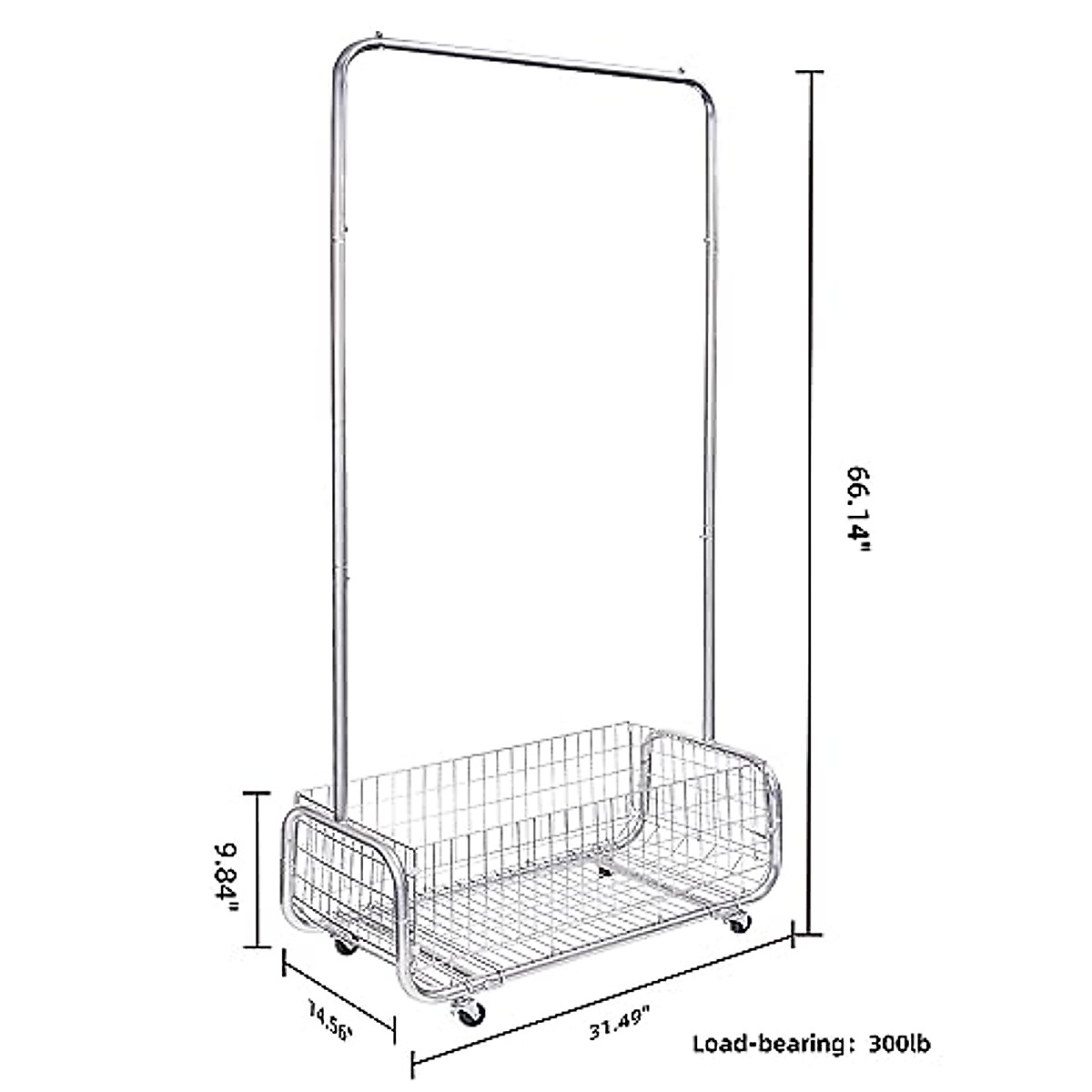 IAMFAN Clothes Rack Heavy Duty,Rolling Clothes Racks for Hanging Clothes,Portable Metal Clothing Rack,Garment Racks with Wheels,Wardrobe Rack(Chrome, Medium)