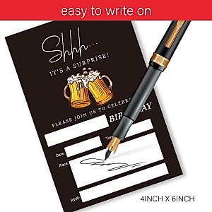 gaicaak 20 Pack Beer Surprise Birthday Party Invitations with Envelopes It’s a Surprise Birthday Fill in Invites Card
