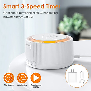 Sound Machine- STYFSCP White Noise Machine with 30 Natural Soothing Sounds 36 Level Volume Light 3 Timer Memory Function, Noise Machine Powered by AC or USB, Sleep Sound Machine for Adults Baby Kids