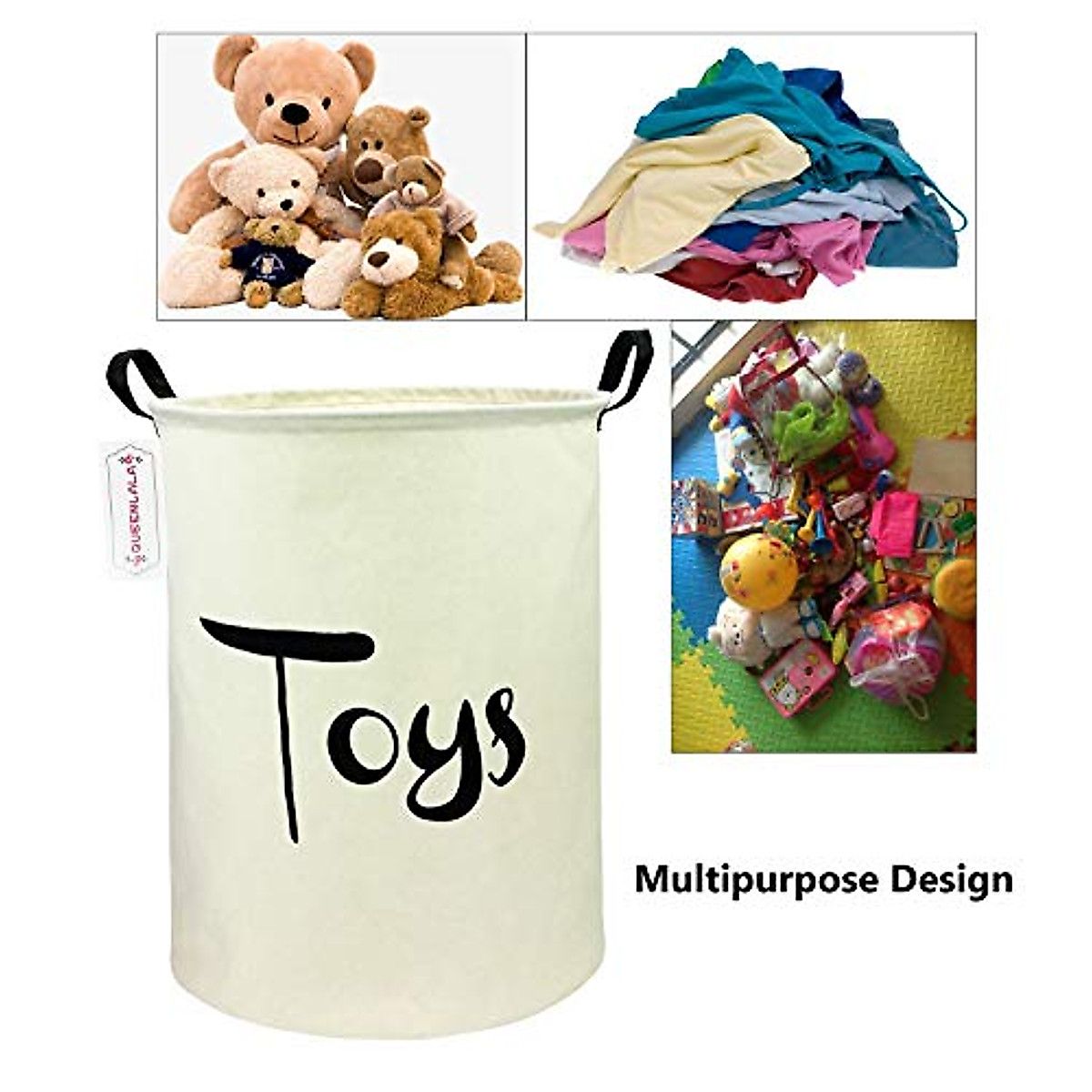 QUEENLALA Large Storage Basket,Laundry Hamper/Bathroom/Home Decor/Collapsible Round Storage Bin,Boys and Girls Hamper/Boxes/Clothing(Toys)