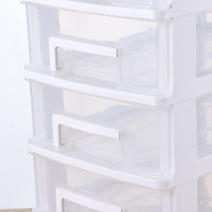 PATKAW Plastic Storage Bins Five-layer Organizer Drawers 1PC 31.4x21.1x15.2cm Drawer Type Storage Cabinet Plastic Storage Drawers 5 Drawer Plastic Storage~White Plastic Drawers (7D8X2161O17VNJLD)