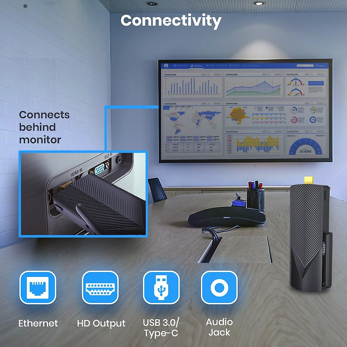 AZULLE Access4 Pro Mini PC Stick with Windows 11 Pro, 4GB/64GB – Business & Home, Video Powerful Portable Computer with Ethernet Port – Gemini Lake J4125 Processor
