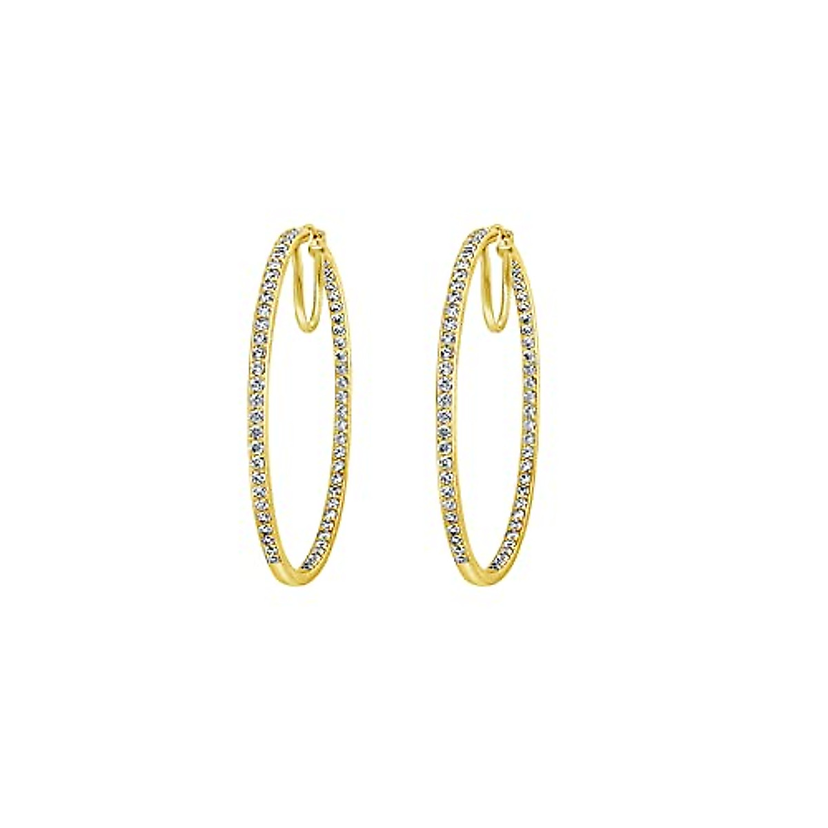 Amazon Essentials Yellow-Gold-Plated Sterling Silver Paved Infinite Elements Cubic Zirconia 2-Inch round Hoop Earrings (7 cttw), (previously Amazon Collection)