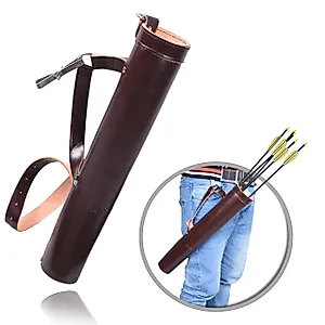 Clubcorp Archery Quiver| Small of Back Holster Shoulder Back| Perfect Bow Cow Hide Leather Arrow Holder for Youth Arrow Quiver Arrow Holder Shoulder Hanged Archery Backstop Walking Stick Dark Brown