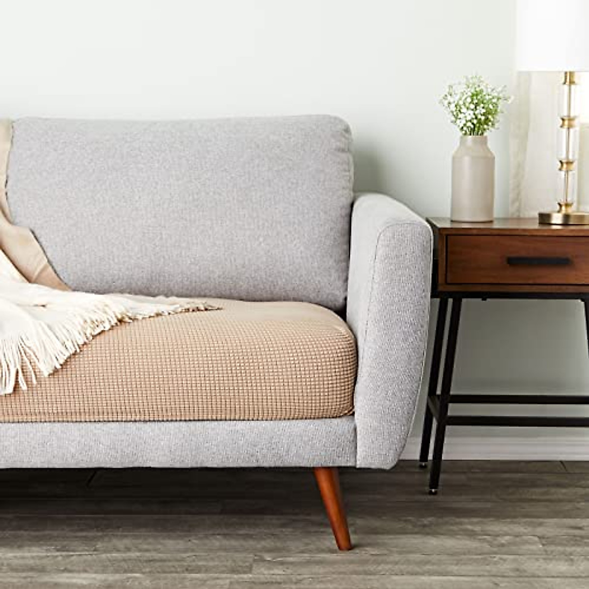 Juvale Large Stretch Couch Cushion, Replacement Slipcover for Couches, Sectionals, Armchairs, Patio Furniture, Campers, Chaise Lounge, Fits 59 to 70 Inch Cushions (Sand)