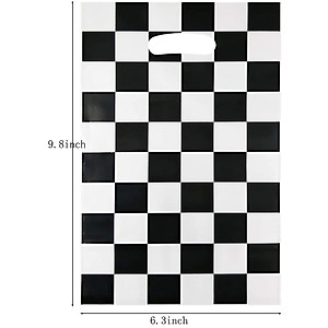 LYT 30 PCS Black and White Checkered Racecar Gift Bags Birthday Party Supplies for Kids Race Car Theme Party Gift Bags