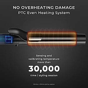 TYMO ROTA Automatic Curling Iron Wand, 1 1/4 Inch Ionic Rotating Hair Curler for Long Hair with Extra Large Nano Titanium Barrel and 5 Adjustable Temps for Professional Hair Styling