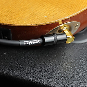 Augioth Performance Guitar Cable 20 ft, Electric Instrument Bass Cable AMP Cord 1/4 Straight to Angled Black