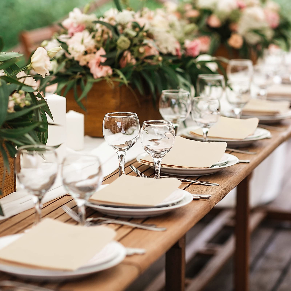 Gezond 50pcs Compostable Paper Napkins, Disposable Dinner Napkins 13 x 13 in Unbleached 2-ply Eco Lunch Tissue, Biodegradable Napkin for Thanksgiving Christmas Big Party