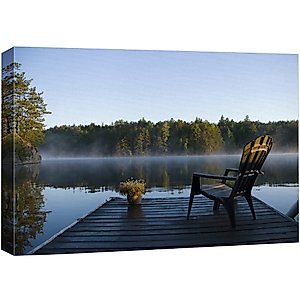 wall26 Canvas Print Wall Art View of The Lake at Dawn Nature Wilderness Photography Realism Rustic Scenic Relax/Calm Multicolor Zen Colorful for Living Room, Bedroom, Office - 24"x36"
