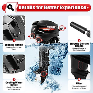 awolsrgiop 2 Stroke 18HP Outboard Motor Gas-Powered Water Cooling Boat Engine Long Shaft Tiller Control 246CC Heavy Duty Fishing Boat Kayak Engine Outboard Motors Boat Engine Motor