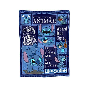 Soft Throw Blanket Lightweight Sofa Blanket Bed Blankets Ultra Velvet Blanket Quilt Durable Carpet Home Decor Blanket 60"x50" Cartoon Cute Stitch (1)