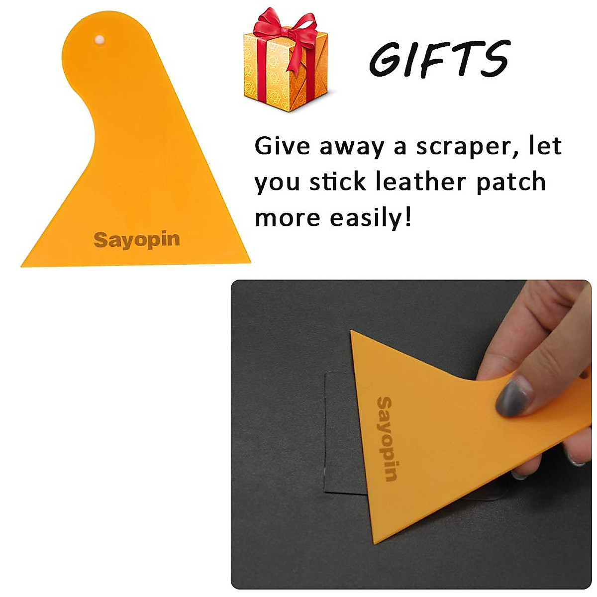 Sayopin Leather Repair Patch Kits for Furniture, Car Seats Couches and Elbow Self-Adhesive Patch Tape for Leather and Vinyl Repair, 8x11 inch Leather Sofa Repair Kits