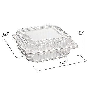 MT Products Clear Plastic Square Hinged Food Container, 5" Length x 5" Width x 2 1/8" Depth, Keep your Food Secure Shallow (40 Pieces) - Made in The USA
