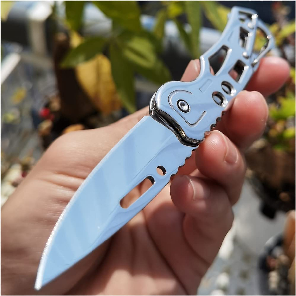 4 Pack Self-Defense Folding Knife With Key Ring Easy To Everyday Carry, Outdoor Survival Stainless Steel Pocket Knife (Silver)