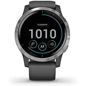 Garmin 010-02174-01 Vivoactive 4, GPS Smartwatch, Features Music, Body Energy Monitoring, Animated Workouts and More, Silver with Gray Band (Refurbished)