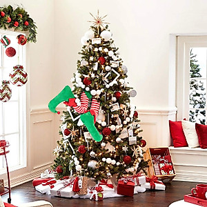 Geefuun 23” Christmas Elf Stuffed Legs Stuck Tree Topper Decorations -Xmas Holiday Indoor Outdoor Decor Party Ornaments and Decorations