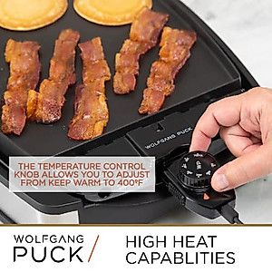 Wolfgang Puck XL Reversible Grill Griddle, Oversized Removable Cooking Plate, Nonstick Coating, Dishwasher Safe, Heats Up to 400ºF, Stay Cool Handles