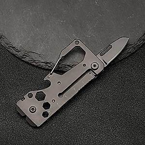 QISVVE Carabiner Key Ring Clip, Car Keychain Clip, Bottle Opener EDC Key Chain for Men and Women Black