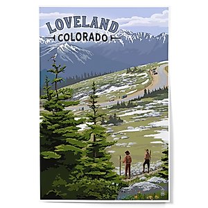 Lantern Press Loveland, Colorado, Trail Ridge and Hikers (12x18 Art Print, Travel Poster Wall Decor)