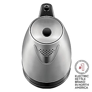 Chefman Stainless Steel Electric Kettle Quickly Heats Water, Separates from Base for Cordless Pouring, Auto Shut Off Boil Dry Protection, BPA-Free Interior & Cool-Touch Handle, 1.7 Liter/1.8 Quart