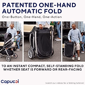 Capucci Velos Versatile Luxury Stroller, Patented Instant One-Button One-Action, Self Standing Fold, Full Size, Full-Feature Modular Baby Stroller w/Reversible Seat & Car Seat Adapters, Sea Foam